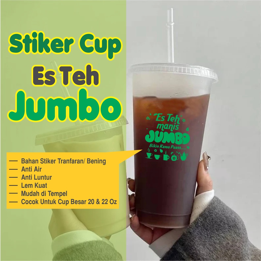 Jual Stiker Cup Es teh Jumbo Transfaran Isi 100 | Shopee Indonesia