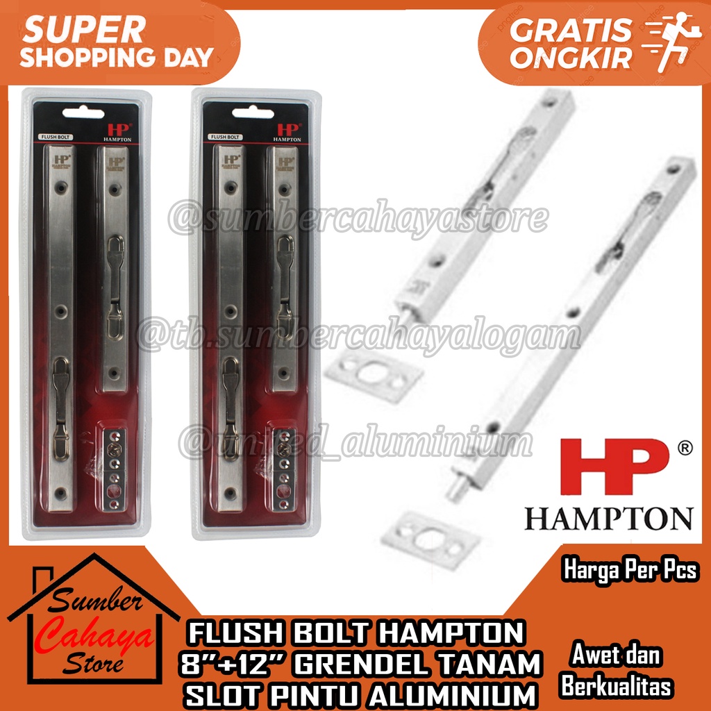 Jual GRENDEL SLOT TANAM FLUSH BOLT HAMPTON FB 540 8"+12" GERENDEL SELOT ...