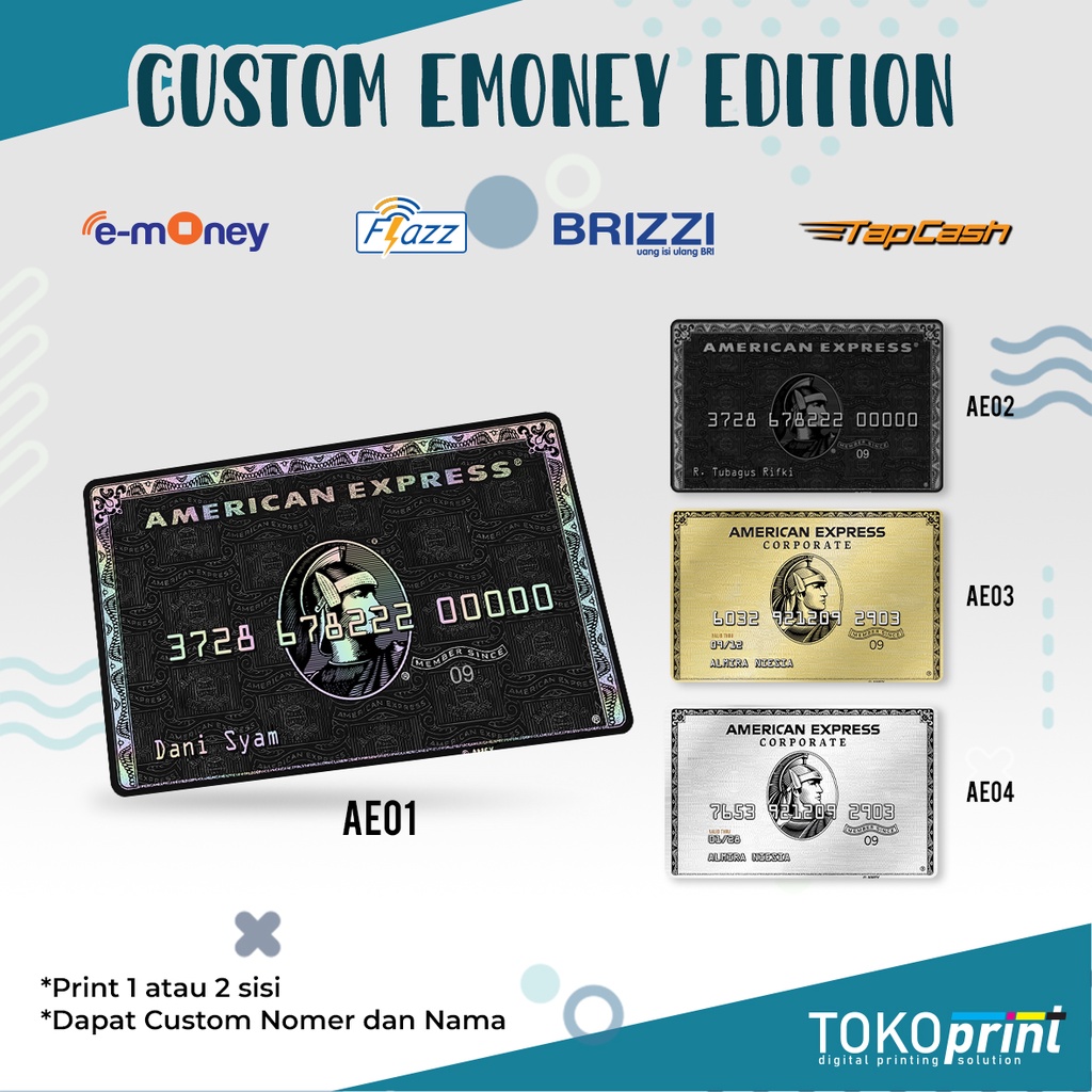 Jual Custom Print ETOLL Emoney Flazz Brizzi Tapcash AMERICAN EXPRESS ...