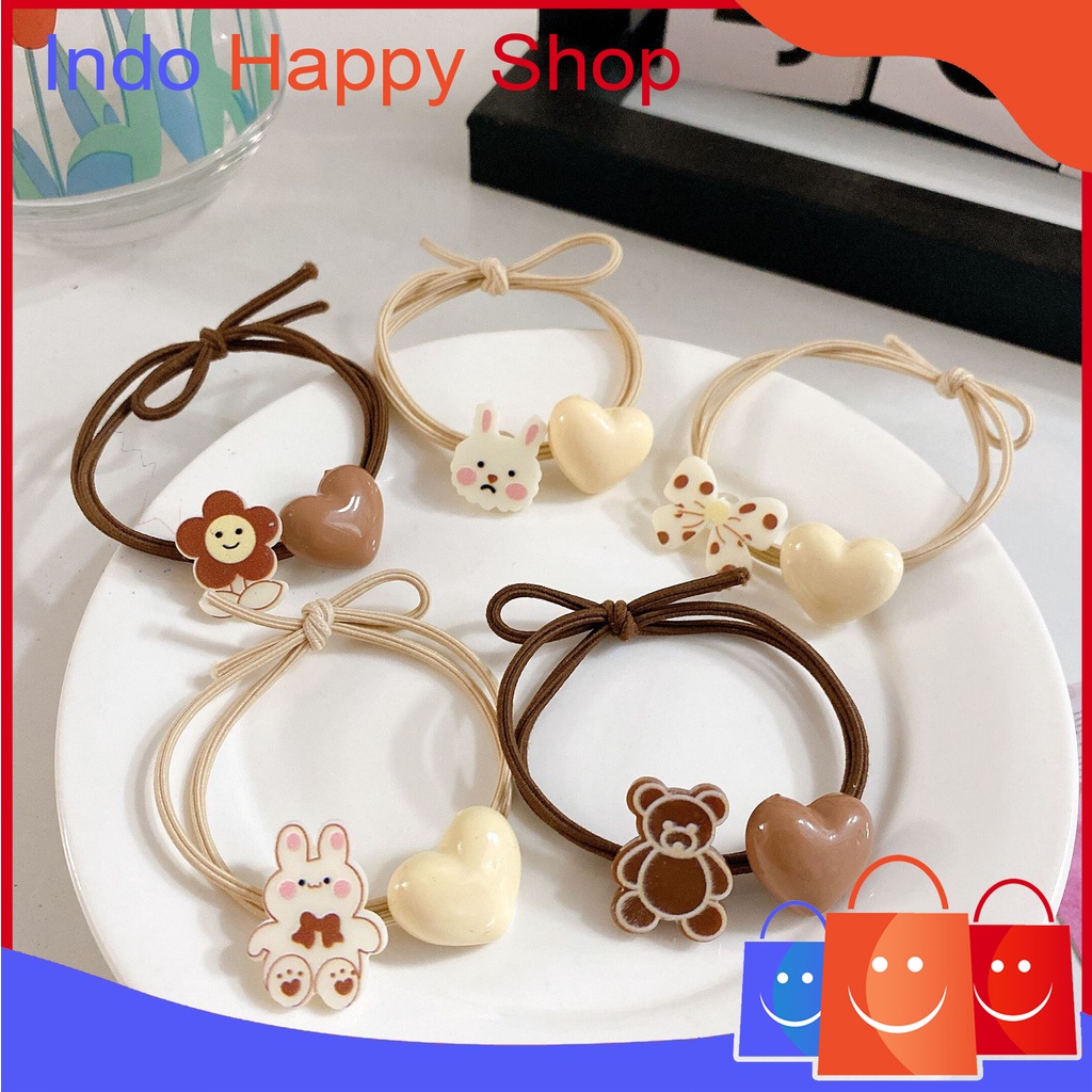Jual Ikat Rambut Karakter Bear Love Kunciran Korean Style Hair Ring ...