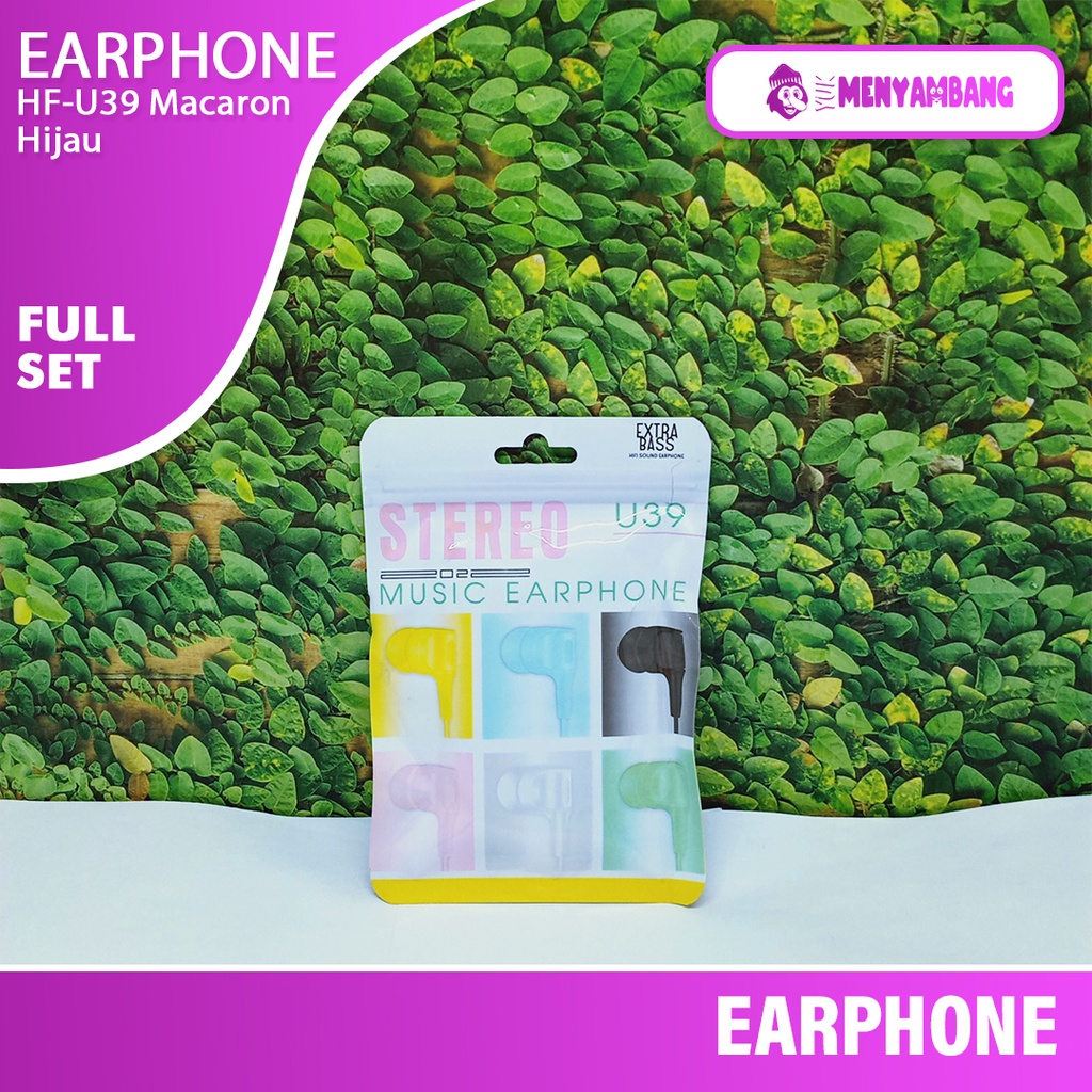 Jual 42530 | HF-U39 Macaron Hijau | Stereo Music Earphone U39 Macaron ...