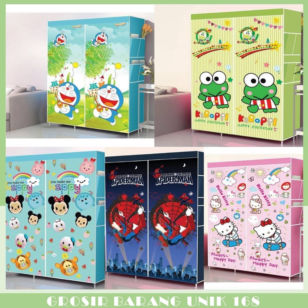 Jual Lemari Kain Portable Motif Karakter Jumbo 105 Lemari Gantung Baju ...