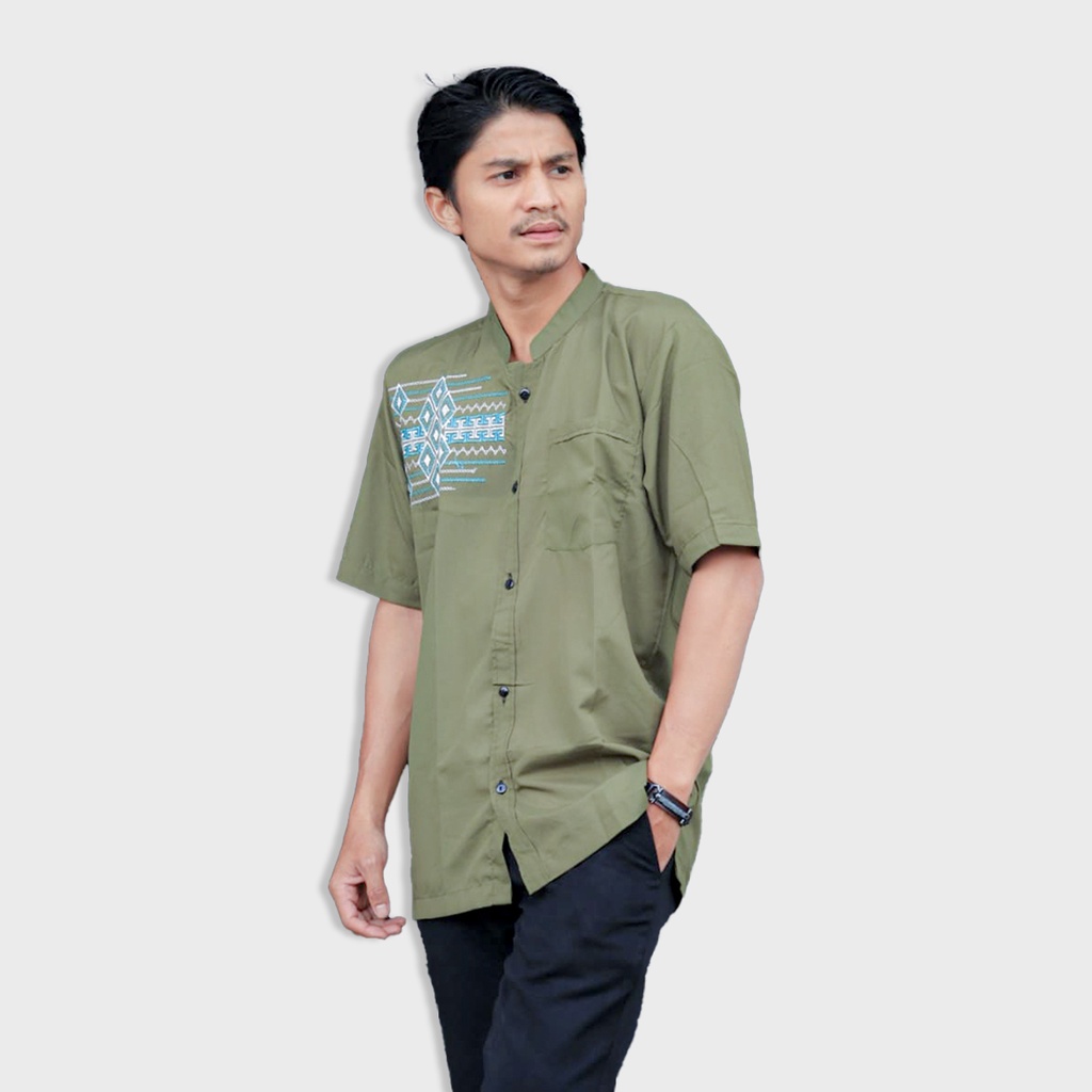 Jual Gadabang Kemeja Koko Pria Lengan Pendek Green G1501 | Shopee Indonesia