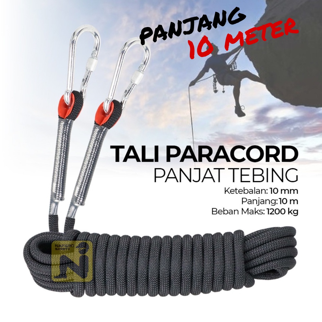Jual Tali Paracord Panjat Tebing Climbing Rope 10mm 10 Meter with Steel ...