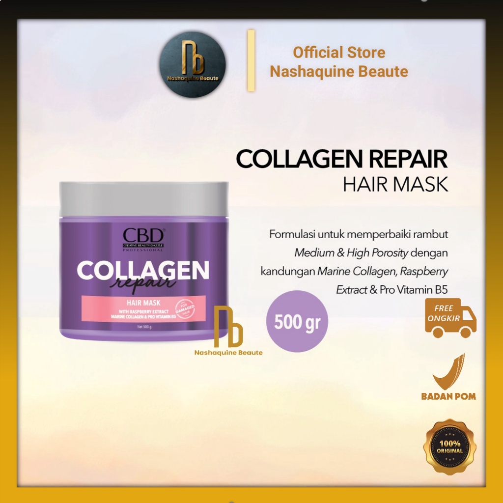 Jual CBD Collagen Repair Hair Mask 500gr - Hair Mask Perawatan Rambut ...