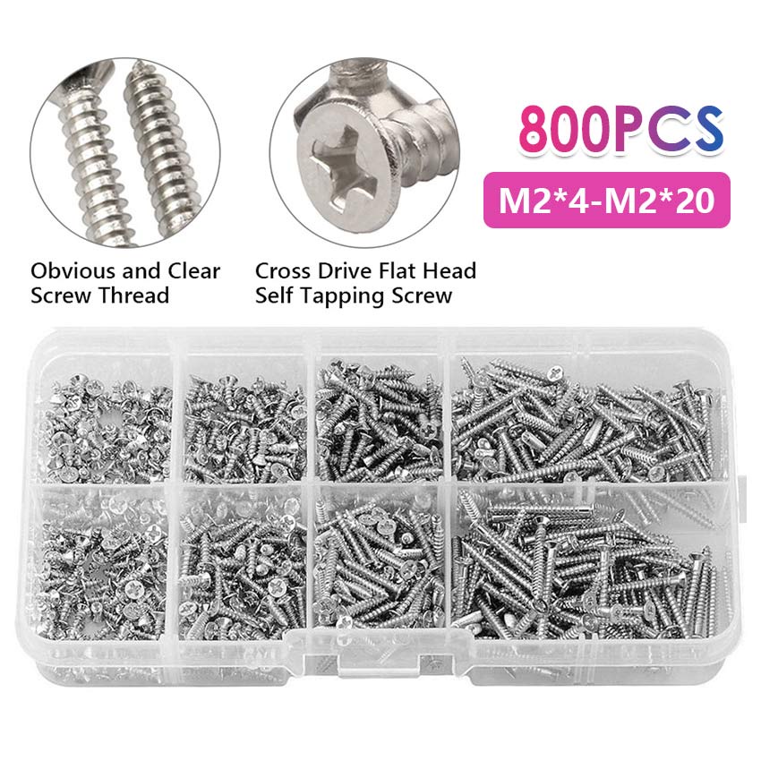 Jual 800pcs Self Tapping Screw Set 304 Stainless Steel Cross ...
