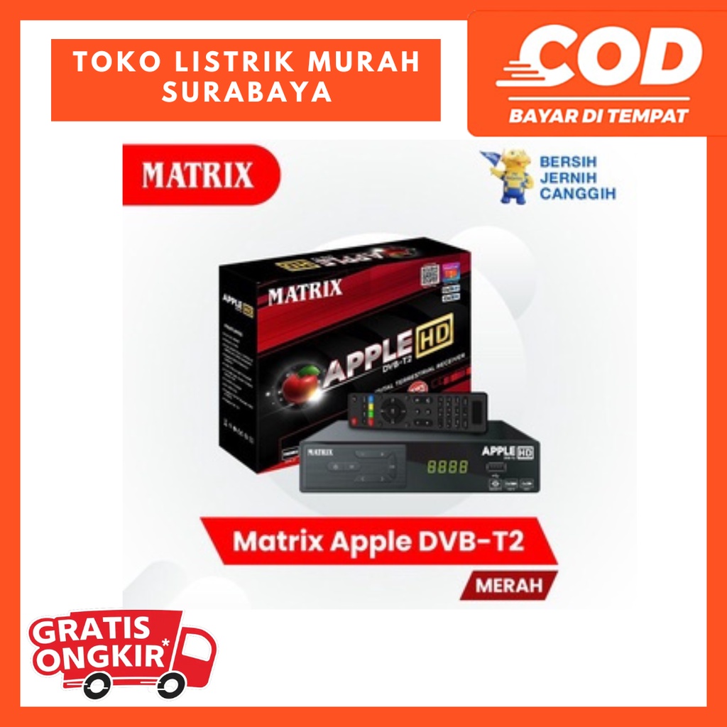 Jual STB Matrix Set Top Box Receiver Siaran Digital TV APPLE HD DVB-T2 MERAH / STB MATRIX APPLE ...