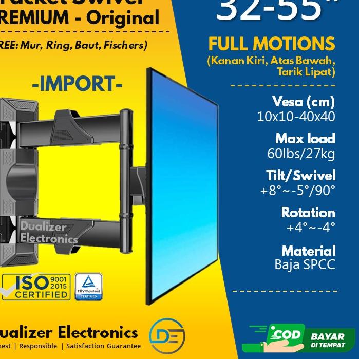 Jual Bracket TV Swivel 55" 50" 43" 42" 40" 32" 24" Inch | North Bayou ...