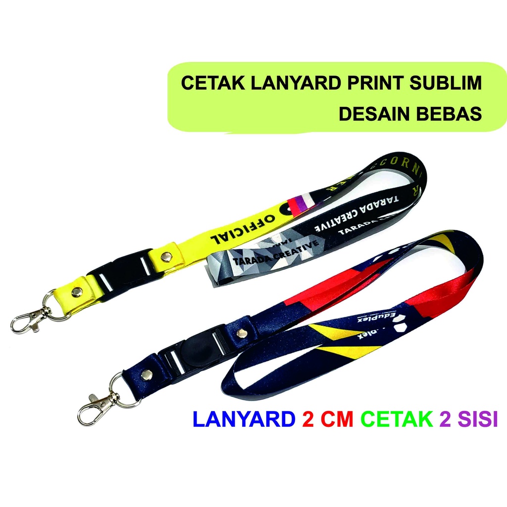 Jual tali lanyard print sublim 2cm cetak 2 muka / tali id card printing ...