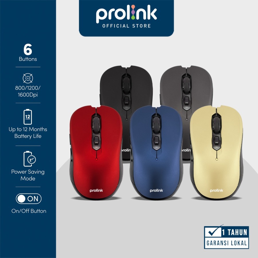 Jual PROLiNK 2.4GHZ Mouse Wireless terbaik 6 Button 800 - 1600 DPI ...