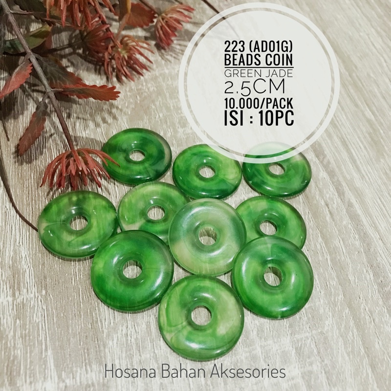 Jual Beads Coin/Beads Donnut Hijau Jade | Shopee Indonesia