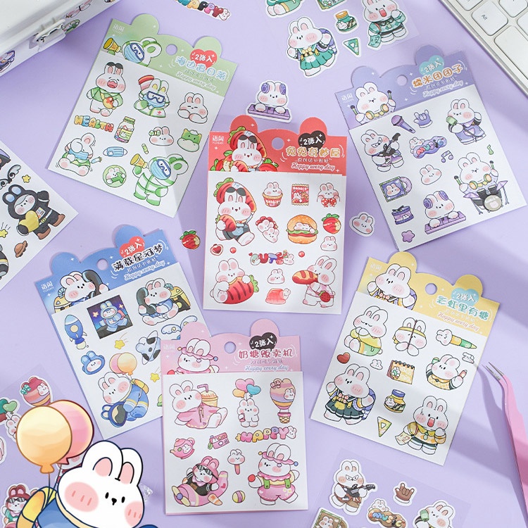Jual Yu Xian Explorer Cone Rabbit Diary Deco Stickers / Stiker Motif ...