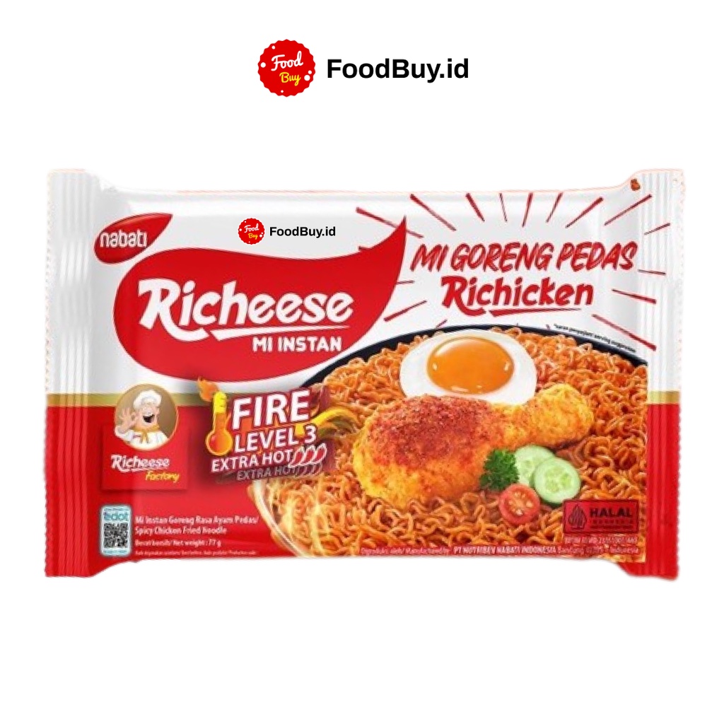 Jual Richeese Mie Goreng Pedas Richicken Fire Chilli 3 Tabur 77 gr ...