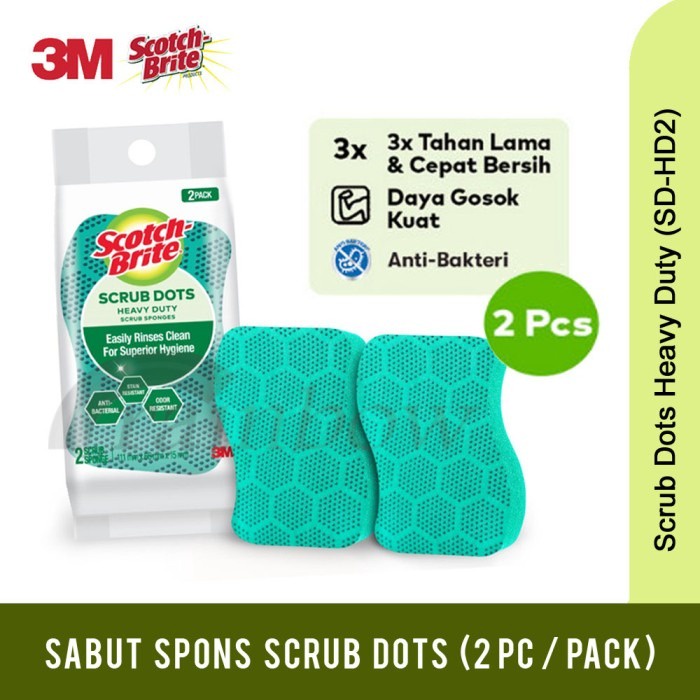 Jual Scotch Brite 3M Sabut Spons Scrub Dots Heavy Duty - 2 pc / pack ...