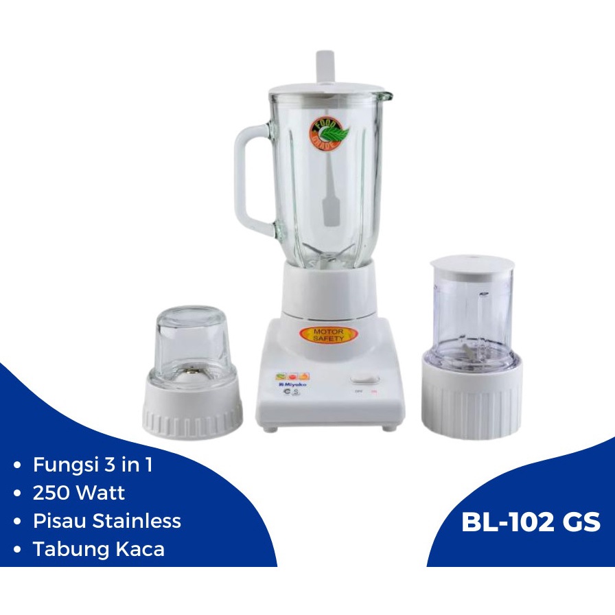 Jual Blender Kaca MIYAKO Blender Kaca 3 in 1 - BL-102GS Miyako Blender Kaca+Dry mill+Wet Mill BL ...