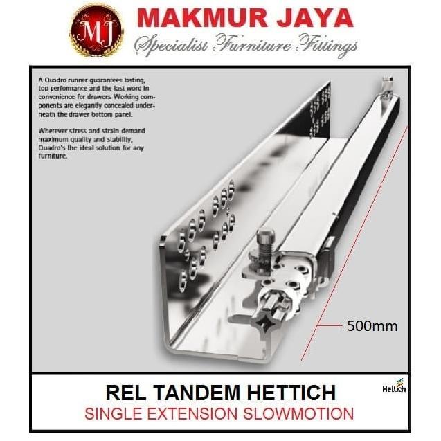 Jual Rel Tandem Single Extension Slowmotion Hettich Quadro V6 - 50Cm ...
