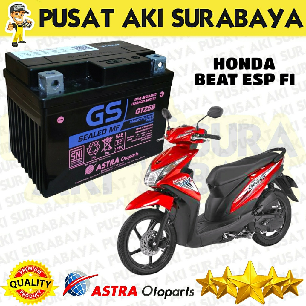 Jual PASTI ASLI GS ASTRA GTZ5S ACCU KERING MOTOR HONDA BEAT ESP BEAT FI BEAT STREET VARIO 110 ...