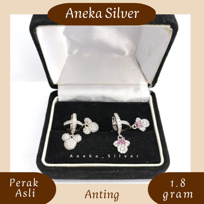 Jual Anting Donat Gantung Mickey& Minnie Full Mata Mata, Sepuh Emas Putih, Perak 925 | Shopee ...