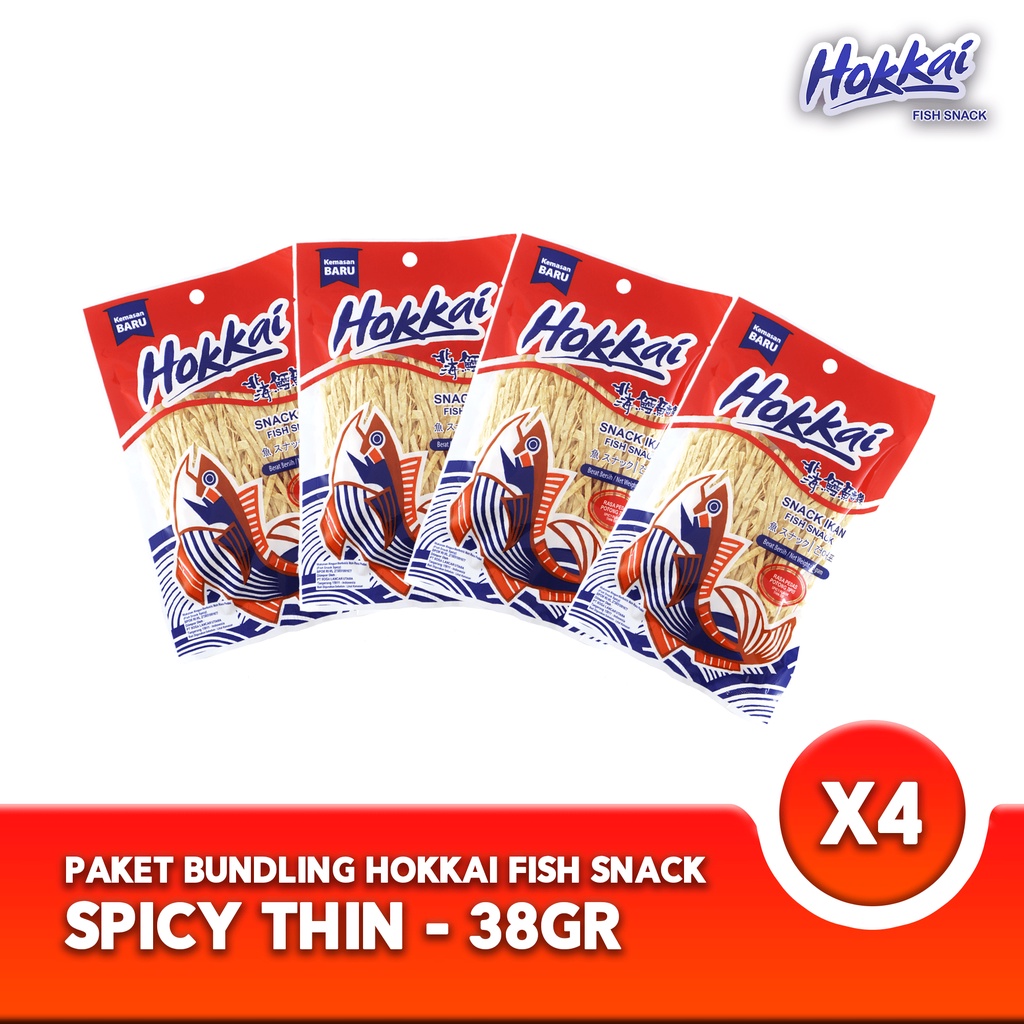 Jual Hokkai Fish Snack Bundling 4 Spicy Thin 38 Gram | Shopee Indonesia