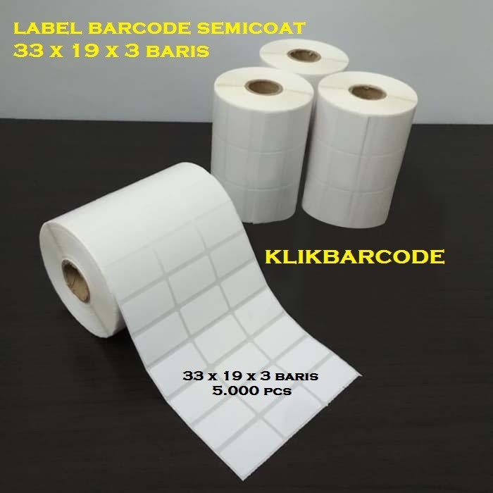 Jual MURAH LABEL BARCODE 33 X 19 3 LINE KERTAS STICKER LABEL SEMICOATED ...