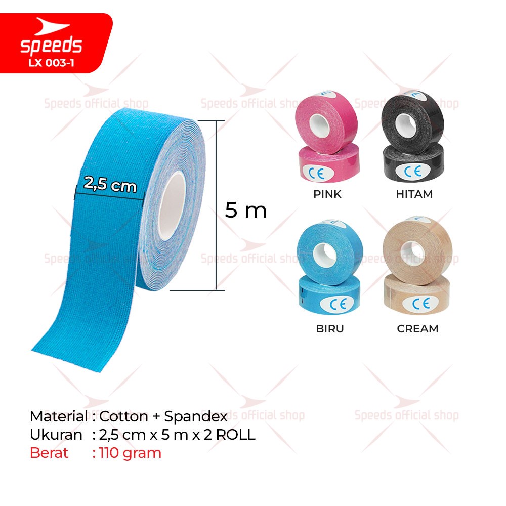Jual SPEEDS Kanesio Tape / Tapping / Kinesiology Tape 2.5cm x 5m Termurah Tapping Wrist Olahraga ...