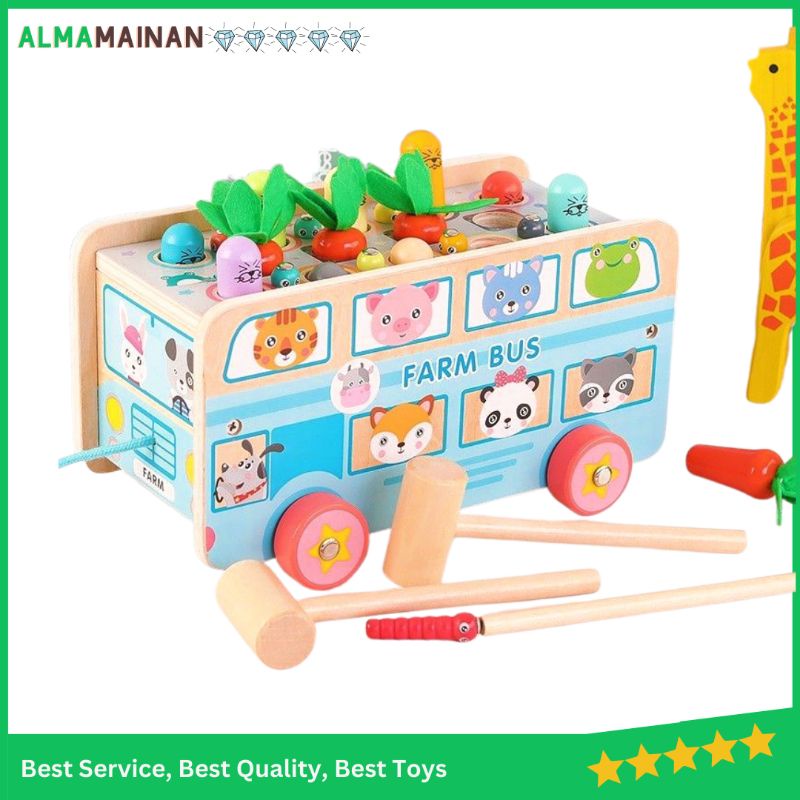 Jual Mainan Kayu Bus Multifungsi Wooden toy | Shopee Indonesia