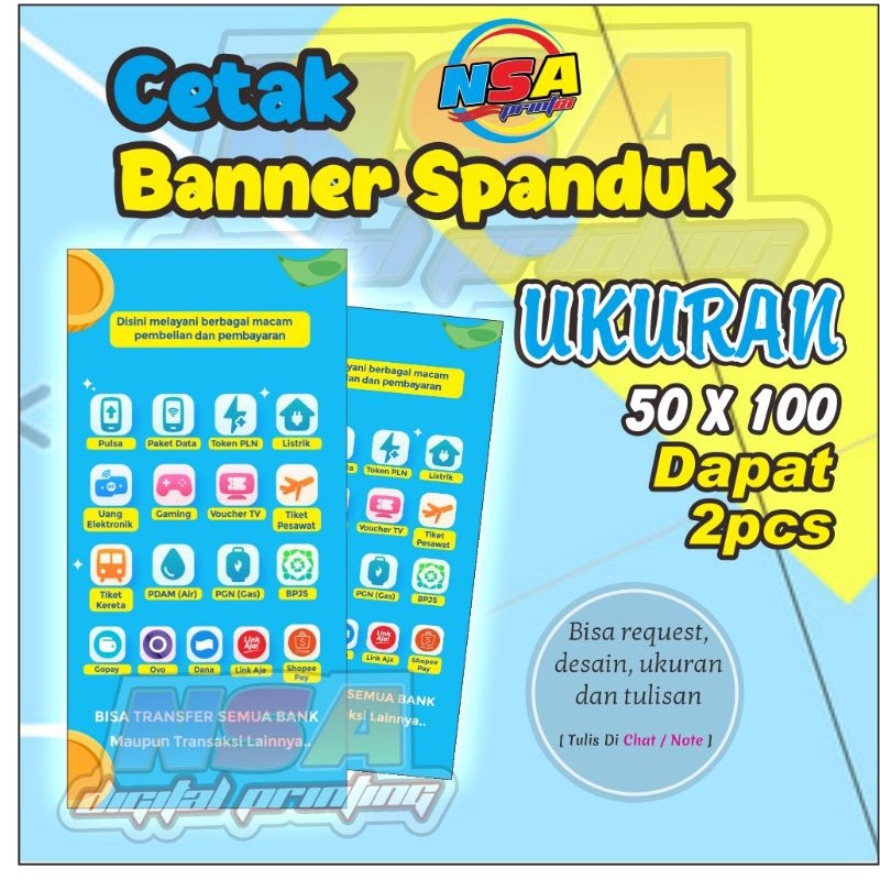 Jual Cetak Banner / Spanduk Pembayaran E-wallet, Buka send ( pengiriman ...