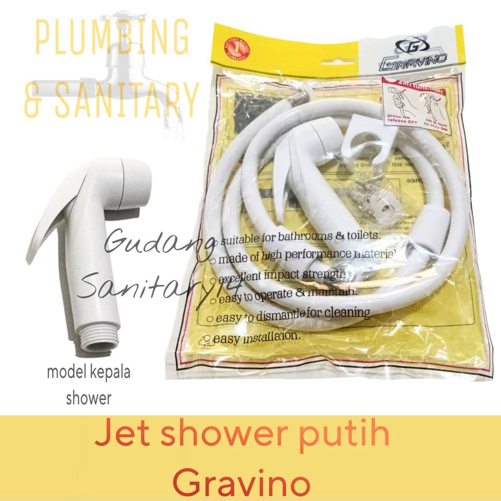 Jual new set jet shower bidet white jet shower semprot cebok putih jet ...