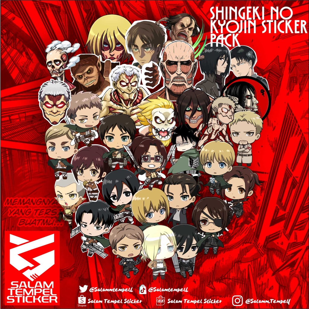 Jual 30 pcs Stiker Anime Shingeki No Kyojin Murah Attack AOT on Titan ...