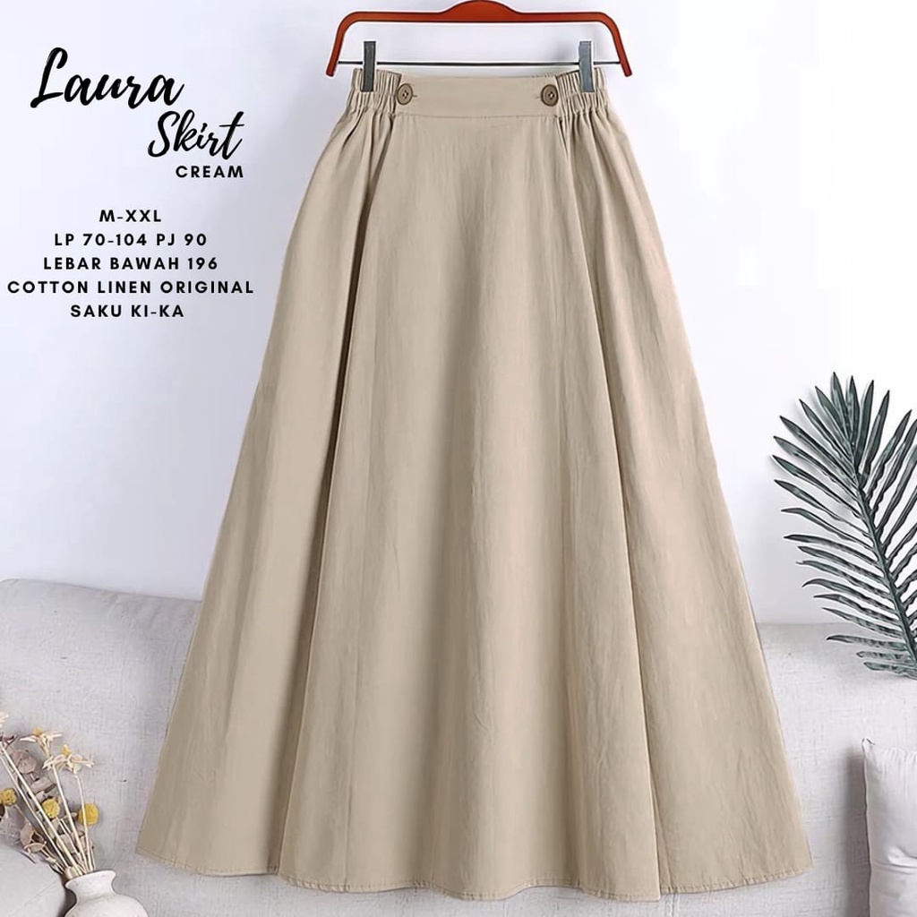 Jual Rok Bahan Linen Skirt Wanita Jumbo Bigsize Kekinian LAURA | Shopee ...