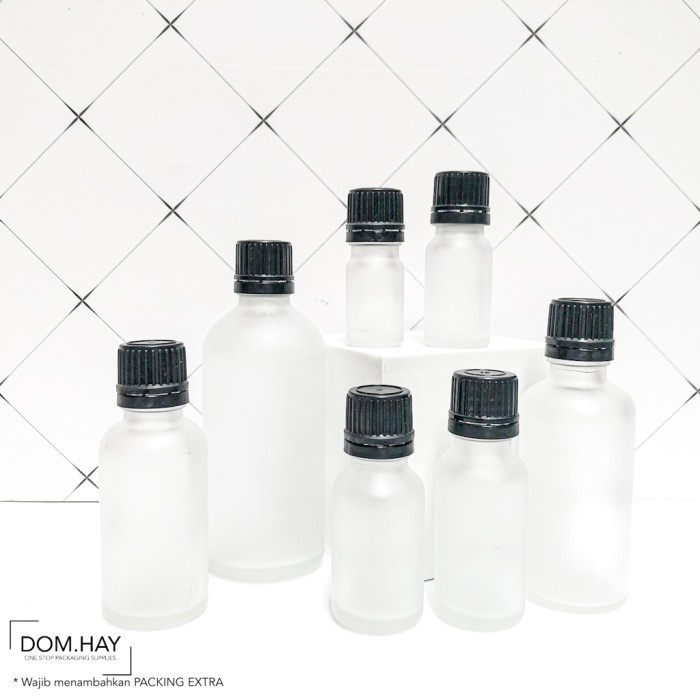 Jual Botol Essential Oil Kaca Frosted Doff Putih Tutup Hitam Bottle ...