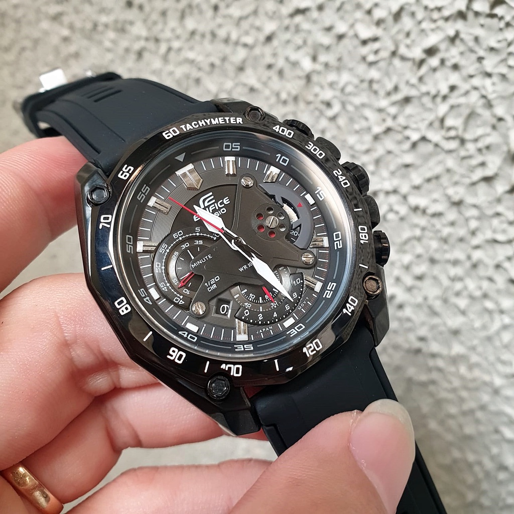 Jual Jam Tangan Pria Casio EDIFICE EF-550 Chronograph FullBlack Rubber ...