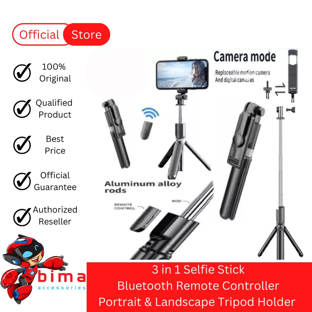 Jual Tripod Tongsis Bluetooth Remote Selfie Stick LED Flash / Selfie Stick with Fill Light ...