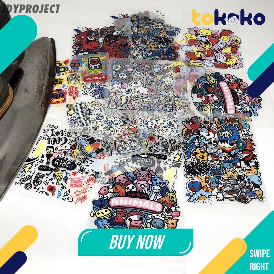 Jual Stiker Sablon Setrika Doodle Lucu Abstrak Sablon DTF Sablon Gosok ...