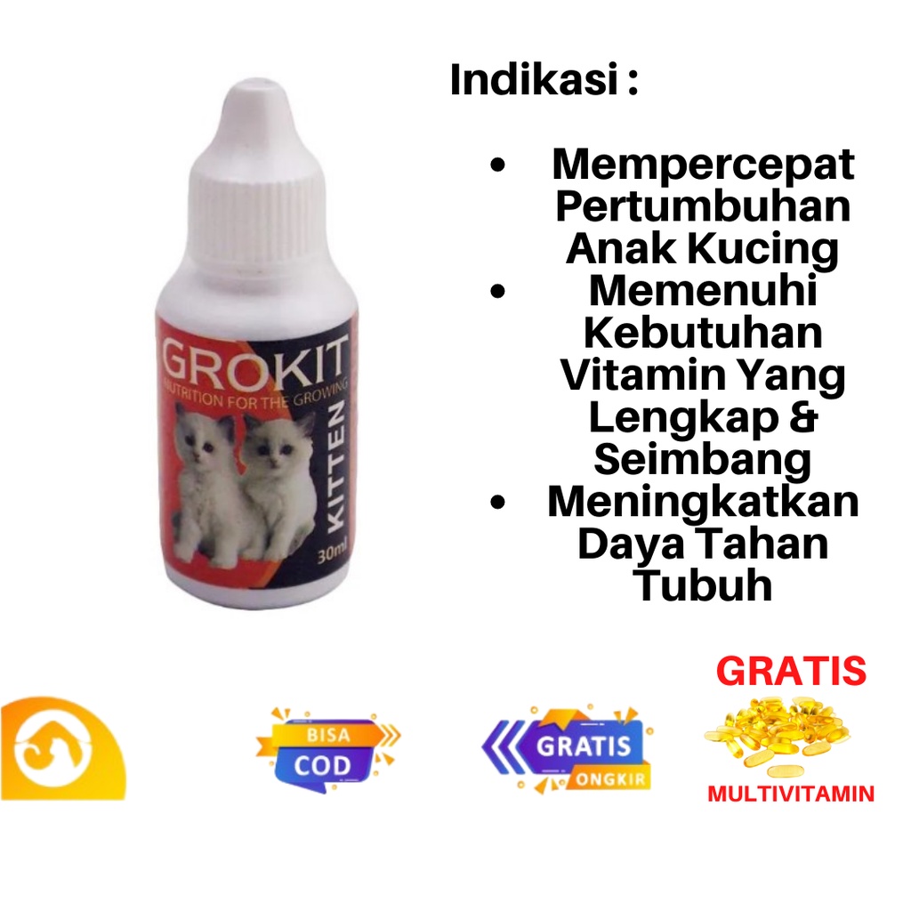 Jual Grokit Nutrition For Growing Kitten Obat Vitamin Pertumbuhan Anak ...