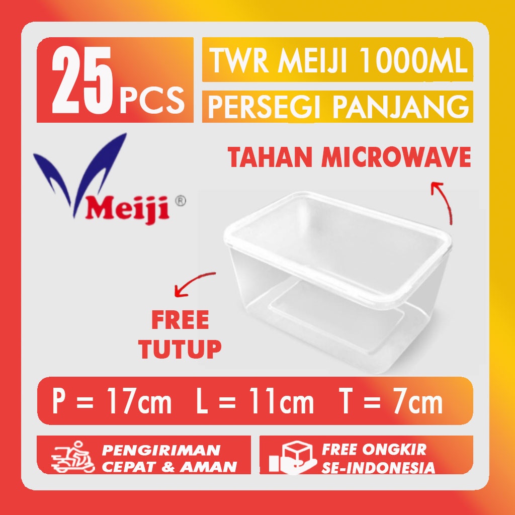 Jual Kotak Makan Thinwall persegi panjang plastik 1000 ml / Thinwall ...