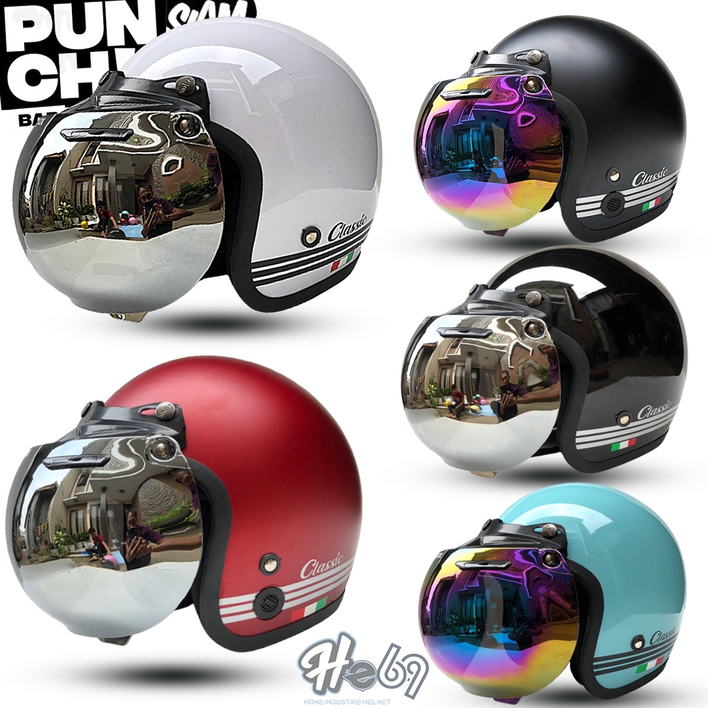 Jual Helm Bogo Retro Dewasa Classic Kaca Datar Pelangi / Kaca Cembung ...