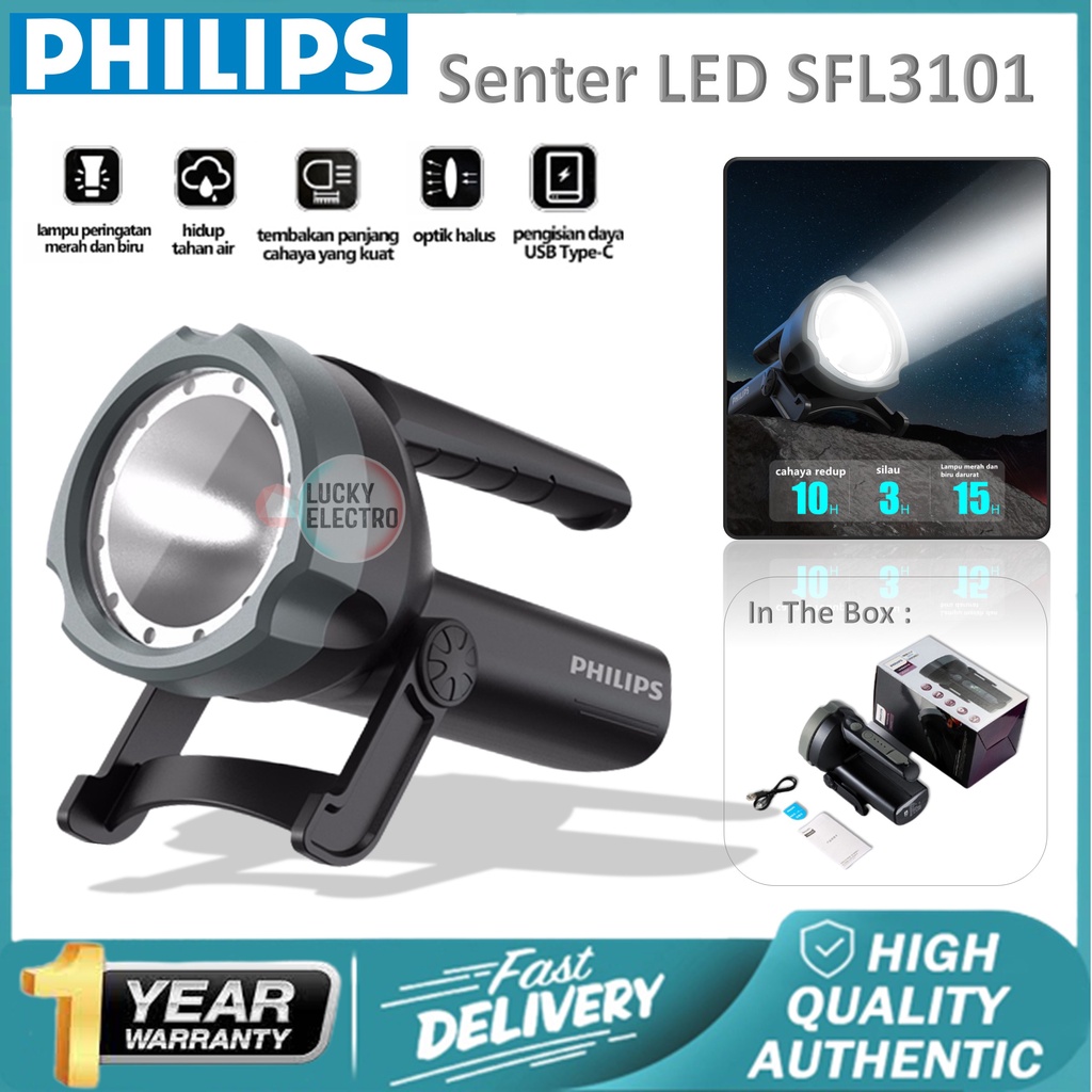 Jual Philips Senter Led Super Terang Senter Cas Led Senter Led Tahan ...
