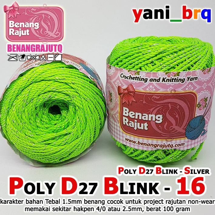 Jual POLY GLITTER / POLY BLINK / BENANG RAJUT POLY medium ply D27 BLINK ...