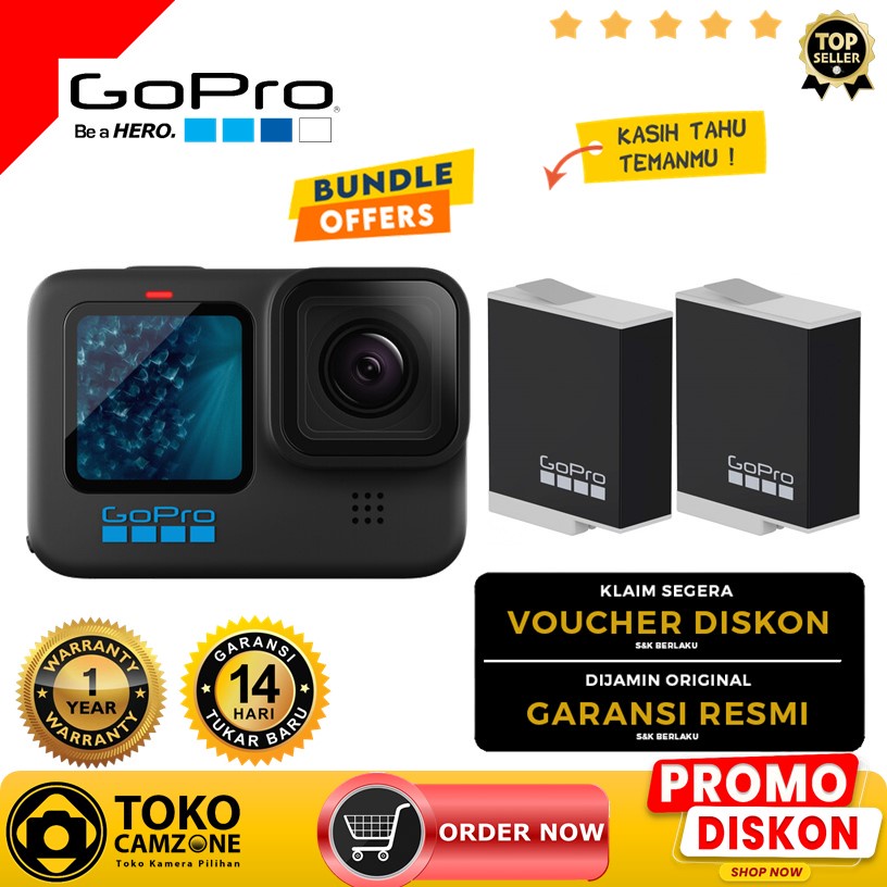 Jual GoPro Hero 11 Black GoPro Hero11 Go Pro Action Camera Garansi Resmi BUNDLING BATTERY ...