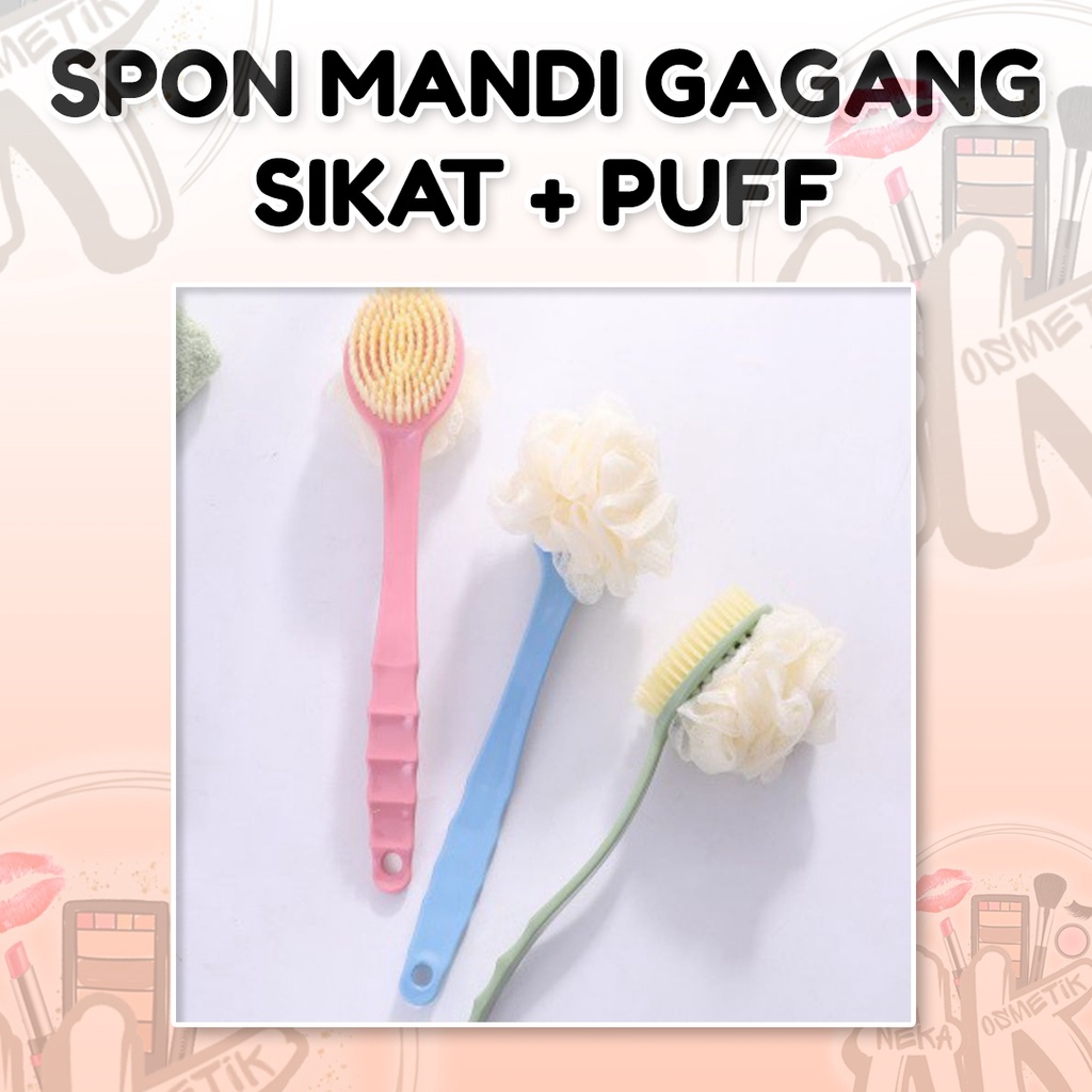 Jual SPON MANDI GAGANG SIKAT + PUFF ( Gosok Punggung Gagang Panjang ...