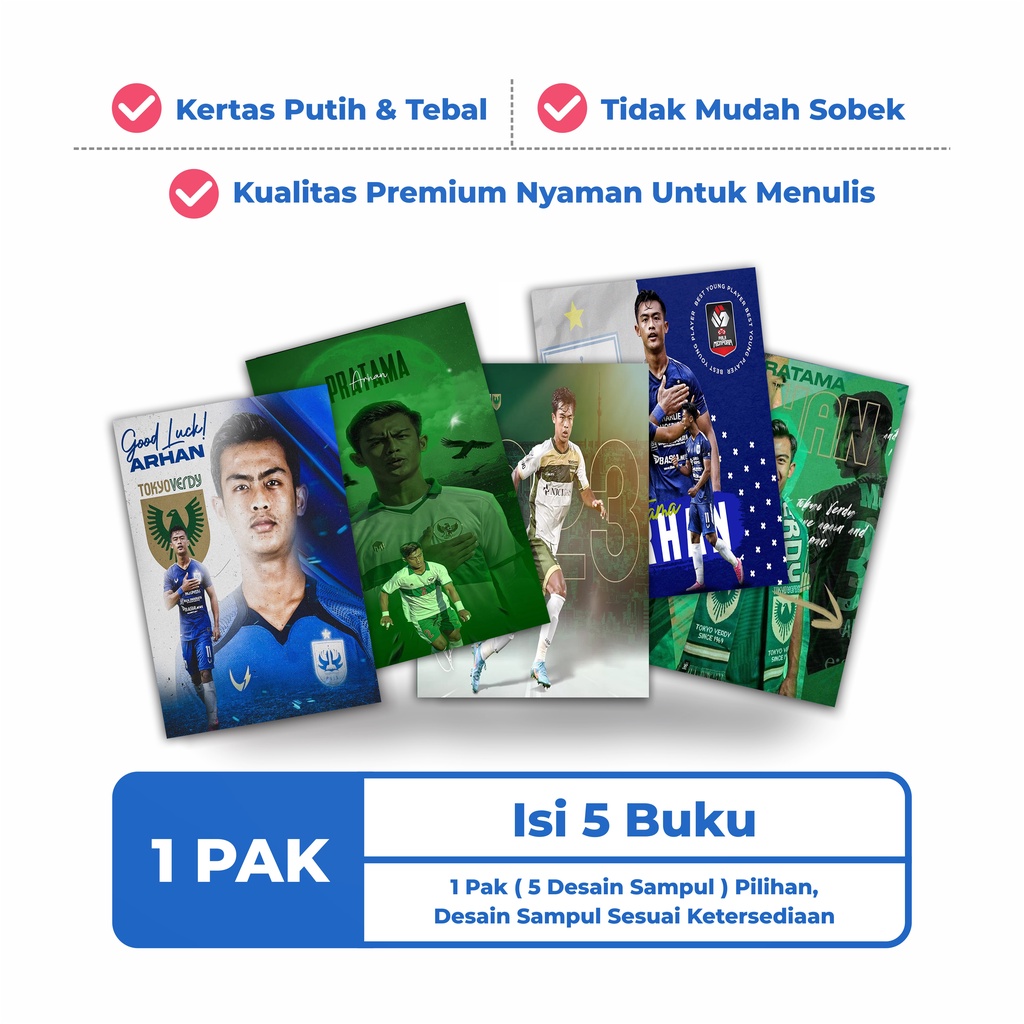 Jual Buku Tulis Sekolah Custom Tema Sepak Bola PRATAMA ARHAN Bergaris ...