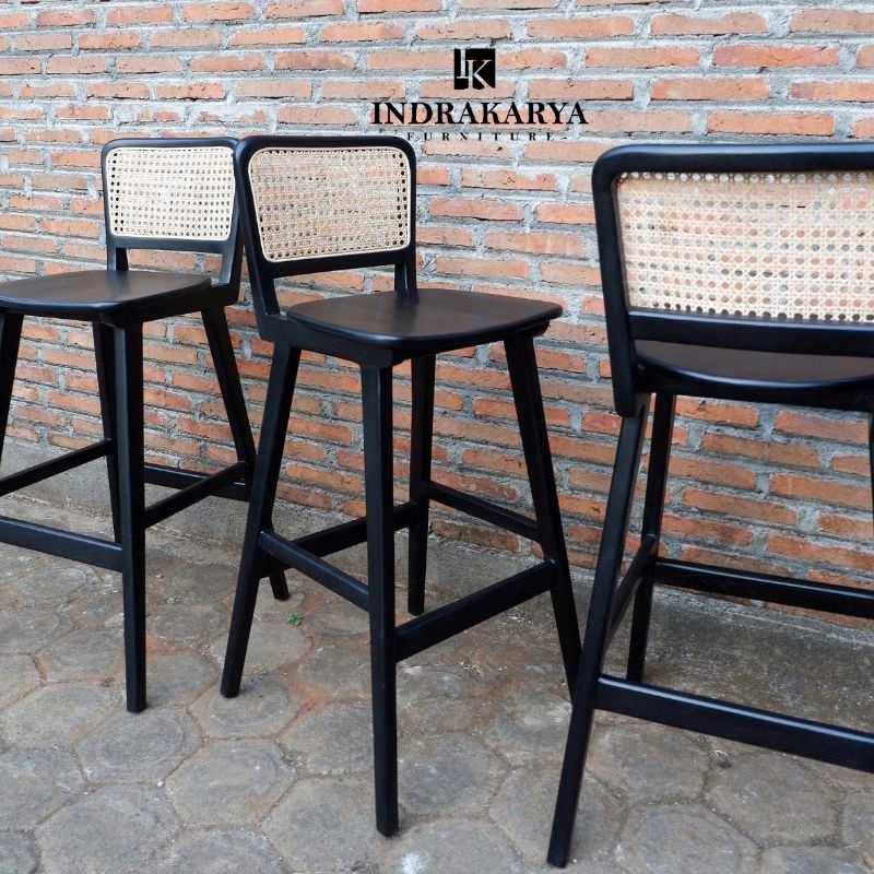 Jual Kursi Bar Rotan/Stool Bar Rotan/Stool Chair Rotan Kayu Jati Solid ...