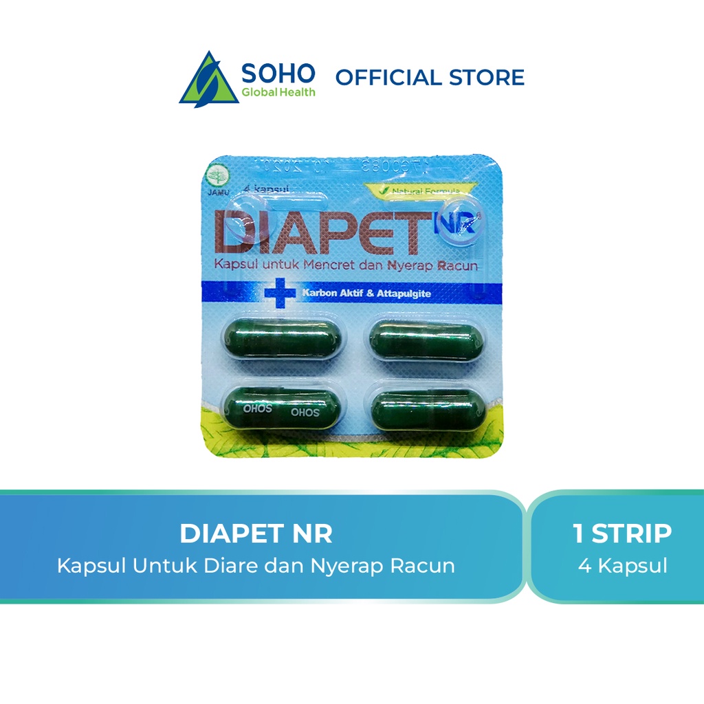 Jual Diapet NR (Nyerap Racun) Kapsul Untuk Mencret 1 Strip isi 4 Kapsul ...