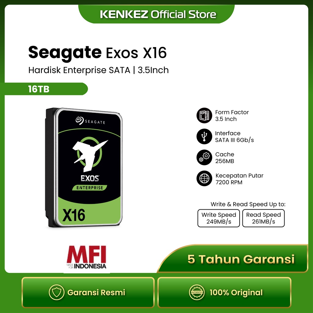 Jual Seagate EXOS X16 HDD / Hardisk Enterprise 16TB SATA 7200RPM | Shopee Indonesia