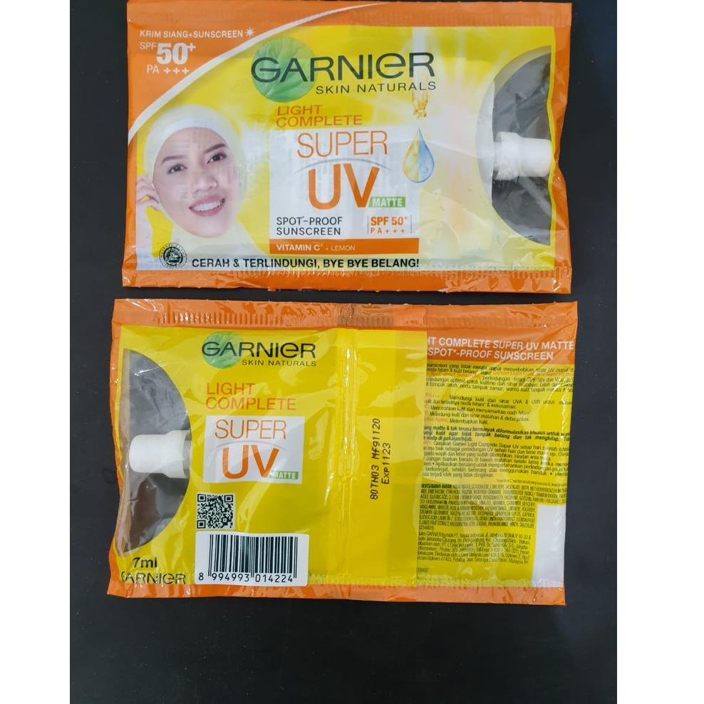 Jual L38 Garnier Super UV spot proof Sunscreen SPF 50/PA+++ Sachet 7ml ...