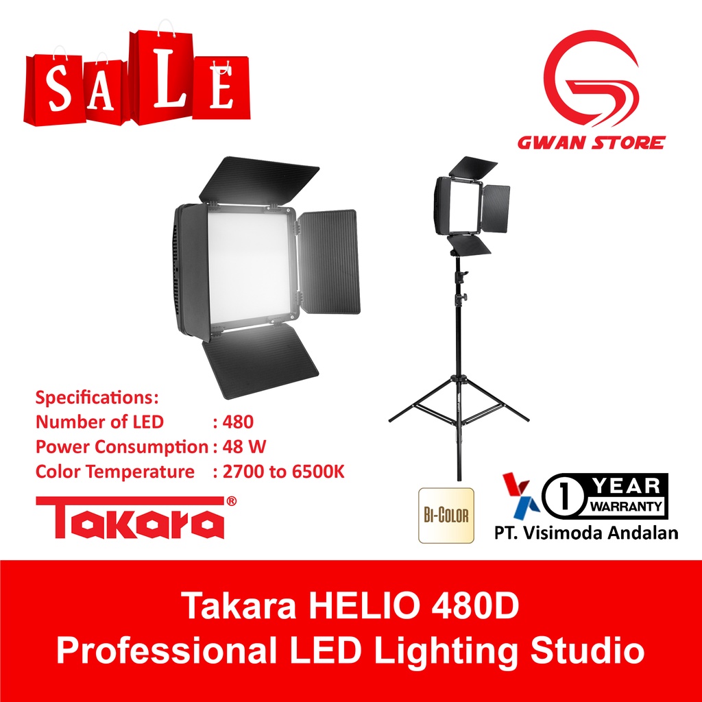 Jual Takara HELIO 480D Professional Bi-Color LED Lighting Studio Video ...