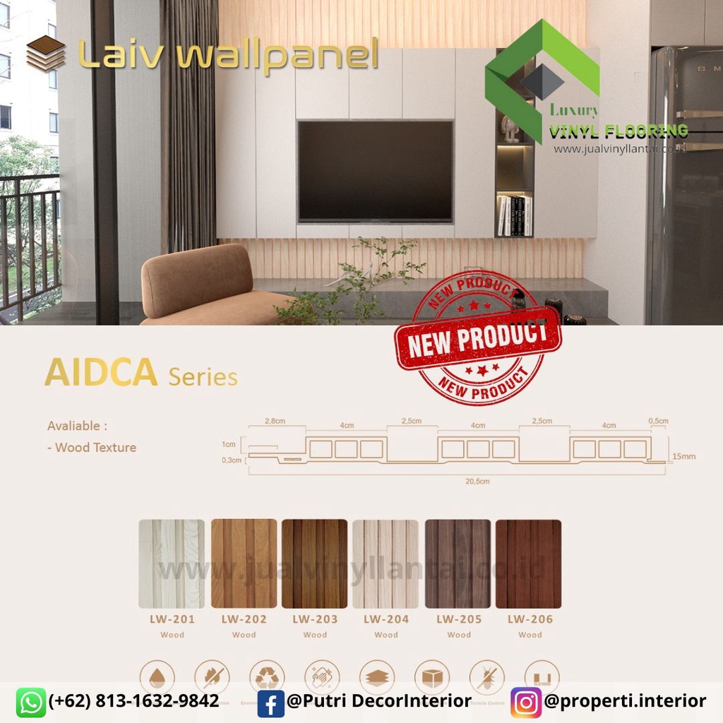 Jual wpc wallpanel Aidca series lebar 20,5cm x panjang 2,95m tebal 15mm | Shopee Indonesia