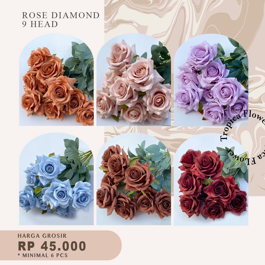 Jual Rose Diamond 9 Head / Mawar Diamond artificial premium | Shopee ...
