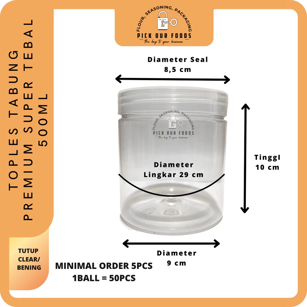 Jual Toples Tabung Premium Super Tebal 500 ml / Toples Jar Cylinder / Toples Plastik Bening ...